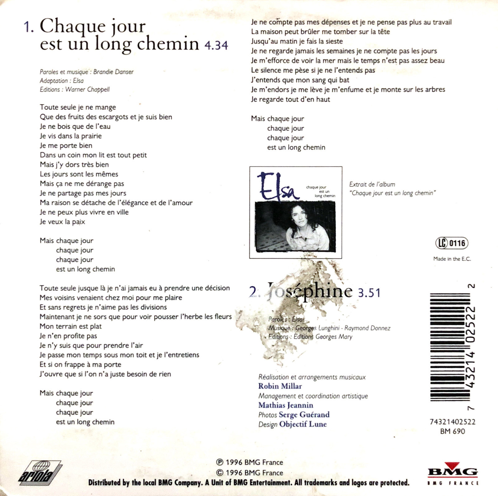 Elsa CD Single Chaque Jour Est Un Long Chemin - France (VG/EX+) | eBay