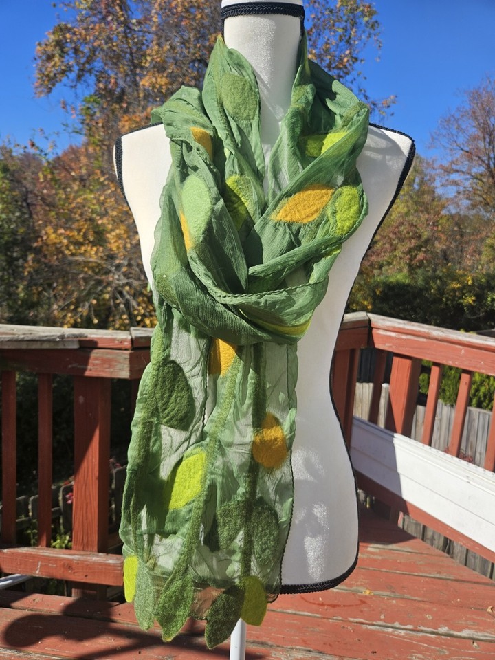 Felted Scarf: Handmade Multi-Colored Merino Wool and Silk | eBay