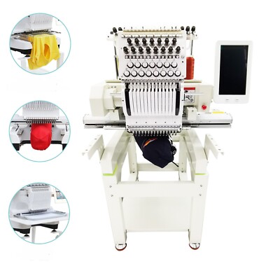 Auto Embroidery Machine Single Head 15 Needle Commercial Embroidery 110 ...