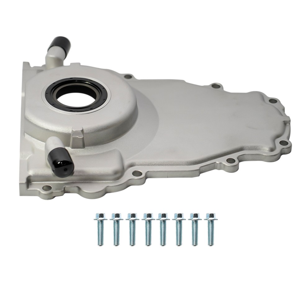 Timing Cover w/ 10AN Turbo Oil Drain Fittings for LS Gen 3 4.8L 5.3L 5 ...