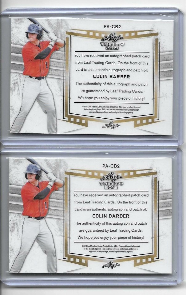 2019 Leaf Trinity COLIN BARBER 3 Color Patch Platinum Foil Auto RC 24/ ...