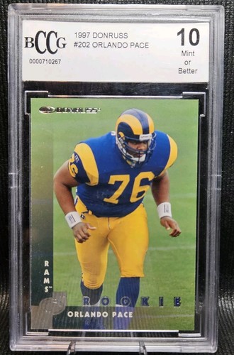 Orlando Pace RC BGS 10 💎 1997 Donruss Rookie Card #202 Rams Rare 💎 HOF ...