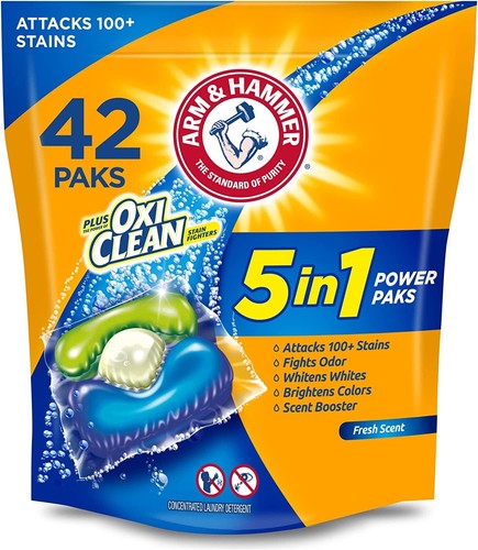 OxiClean 5 in 1 Laundry Detergent Power Pods Pacs Fresh Scent, 42 Count ...