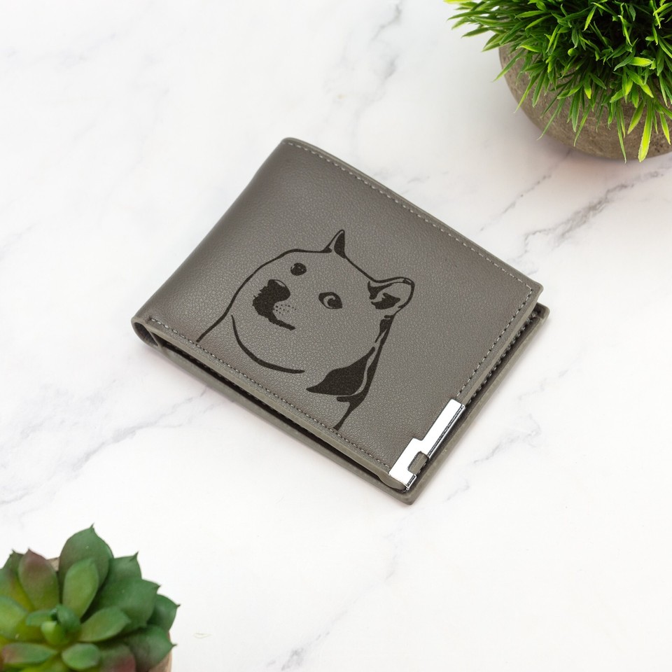 Doge Wallet Vegan Leather Black Brown Grey Leather Wallet Gift | eBay UK