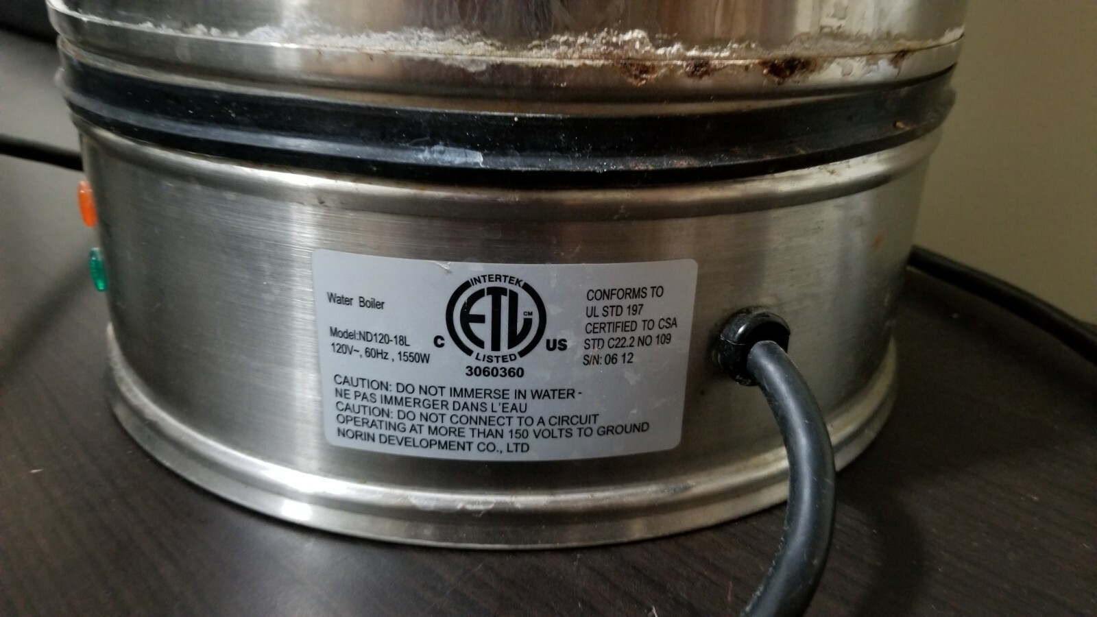 Intertek Water Boiler Heater Warmer Dispenser - 120V 1550W - NB120-18L ...