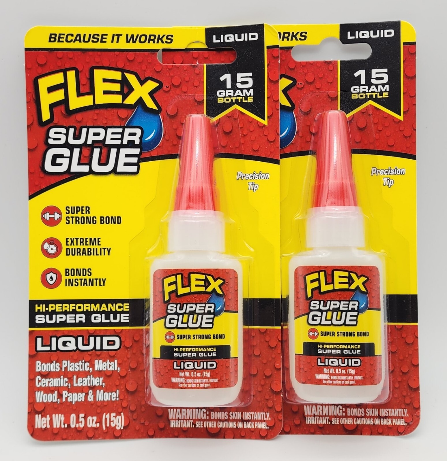 2 Pack Flex Super Glue 15g Bottle Clear Instant Bond Quick Dry - Liquid ...