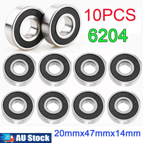 10pcs 6204RS 20mm x 47mm x 14mm Double Rubber Sealed Deep Groove Ball ...