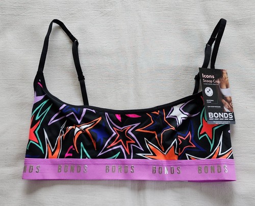 Bonds Ladies YWN8 G7V Holiday Superstar Print Icons Scoop Crop Bralette ...
