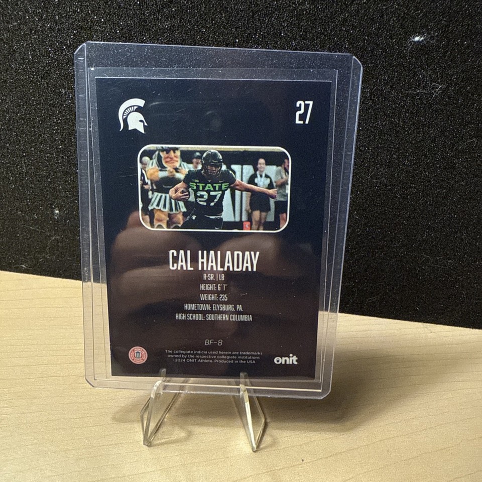Cal Haladay 2024 ONIT Michigan State WHITEOUT Drop Card Gold Foil SP ...