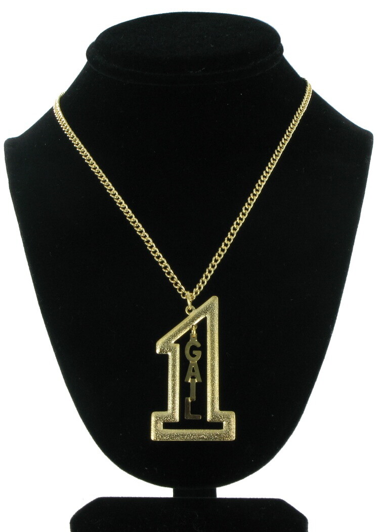 Vintage Gold Tone Number #1 Name Plate Pendant 2 1/2" + Necklace 22 ...