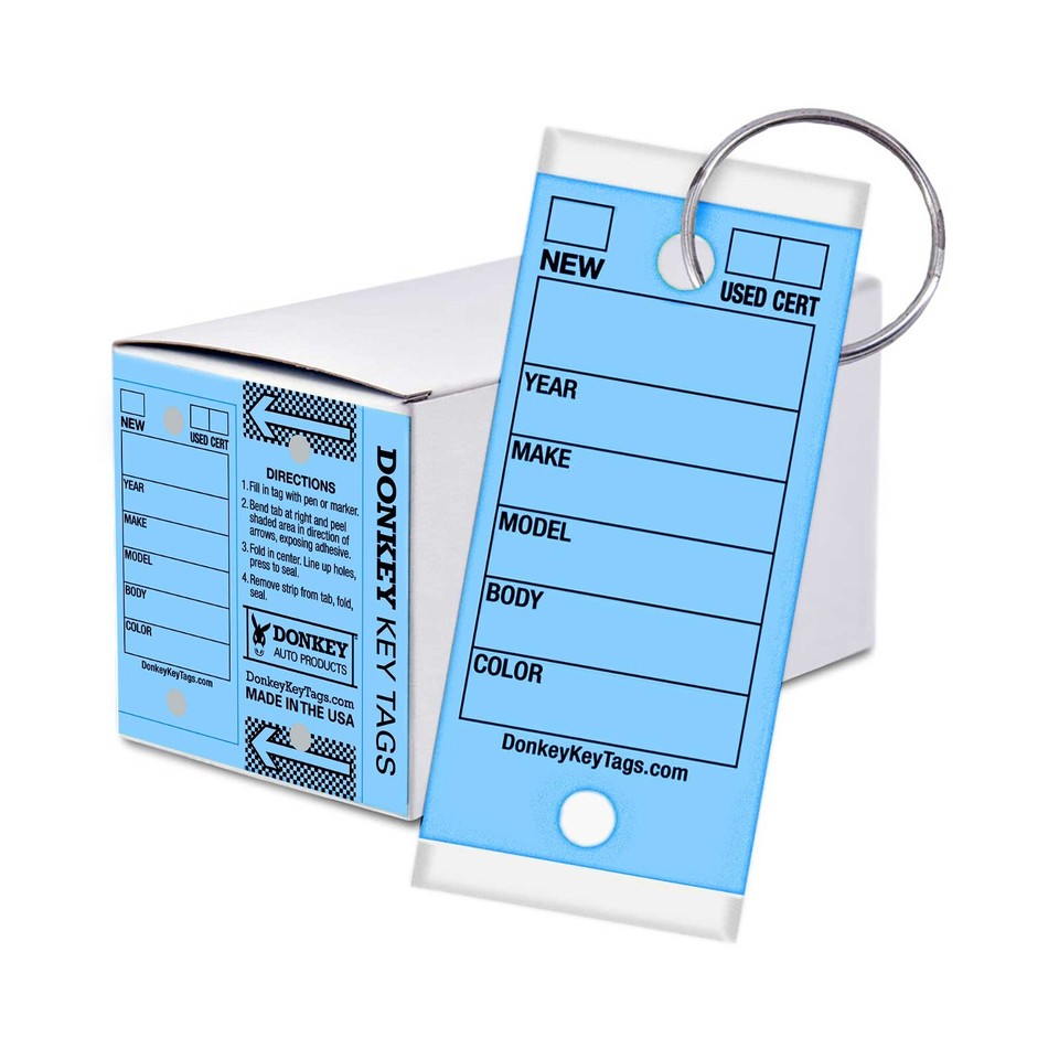 Car Dealer Key Tags (Laminated Self-Protecting) (250 Tags w/ Metal ...