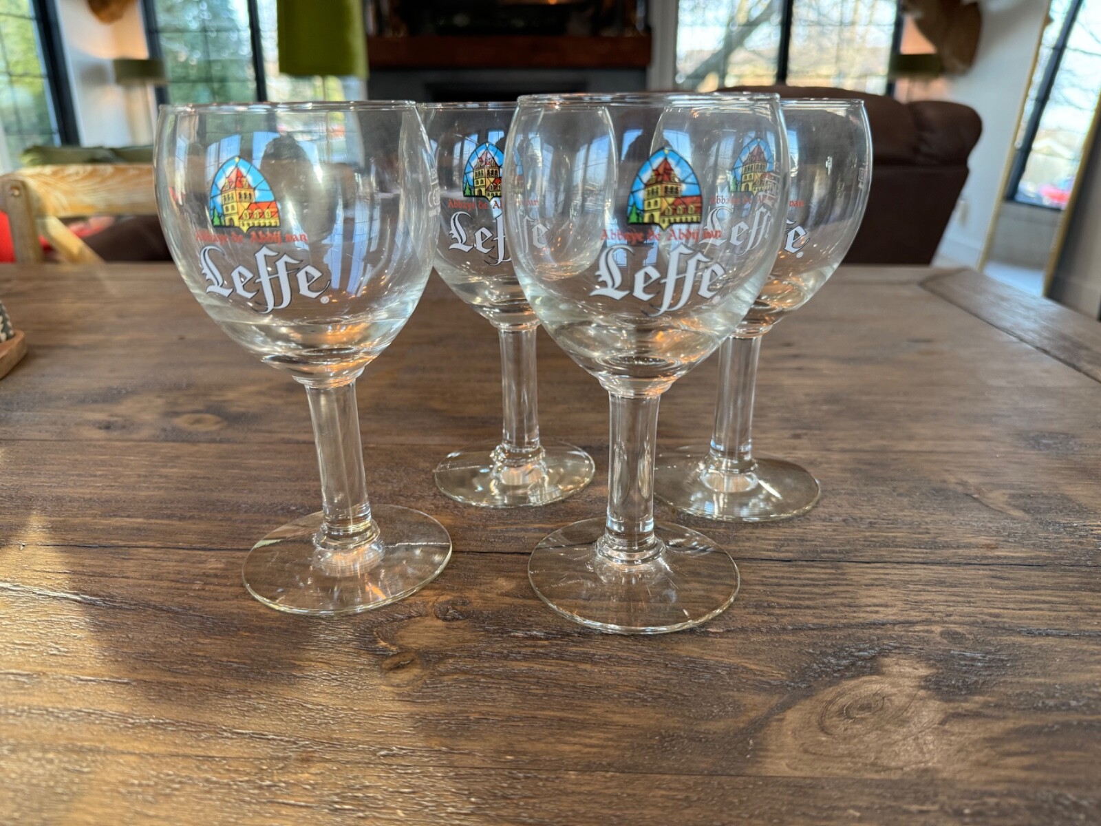 Leffe 25cl Belgian Beer Glass set of 4. 7” tall goblets about 3” across ...
