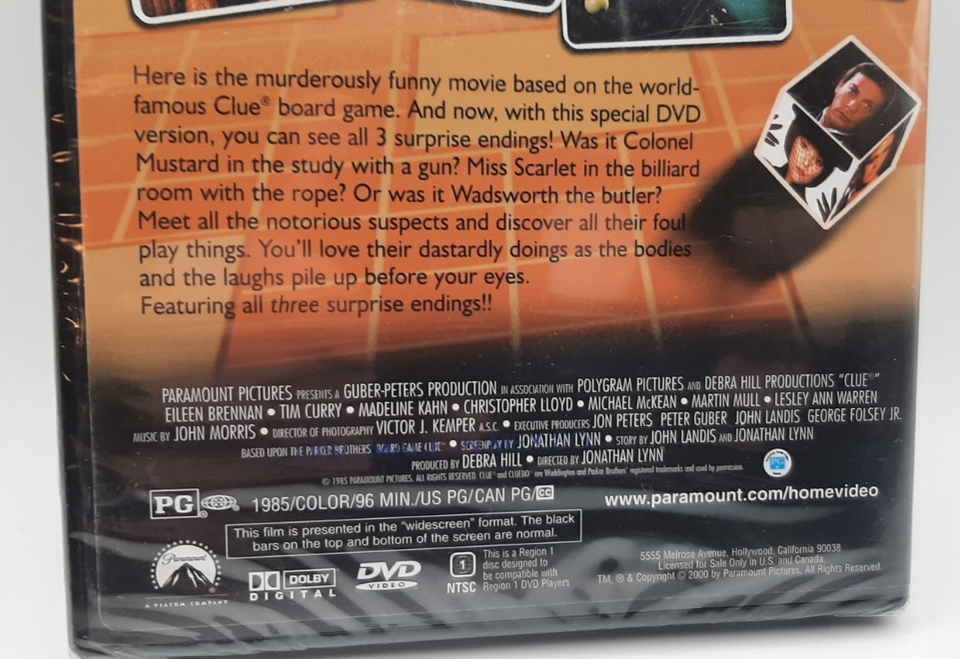 Clue DVD (1985) Madeline Kahn Eileen Brennan Tim Curry Brand New ...