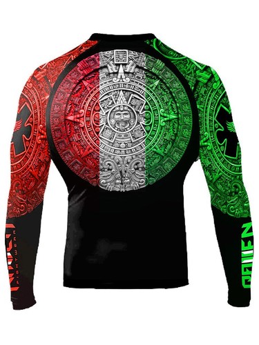 Raven Fightwear Men's Aztec BJJ Rash Guard MMA Red/White/Green | eBay