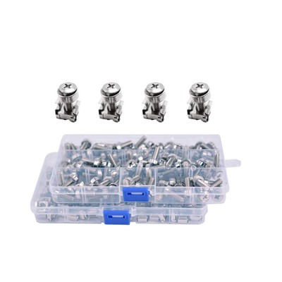 M6 Cage Nuts and Screws Kit 100pcs Metal Zinc Plated for Rackmount ...