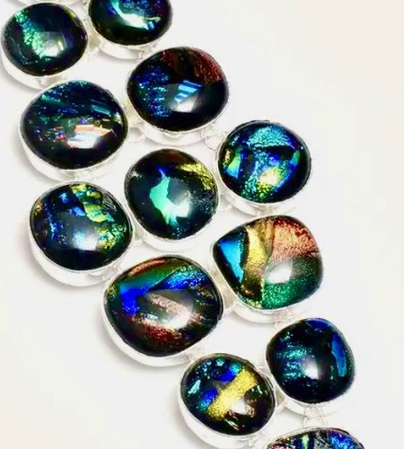 Rare Find Artsy Fancy Dichroic Glass Handmade Big Bracelet Jewelry 81 ...