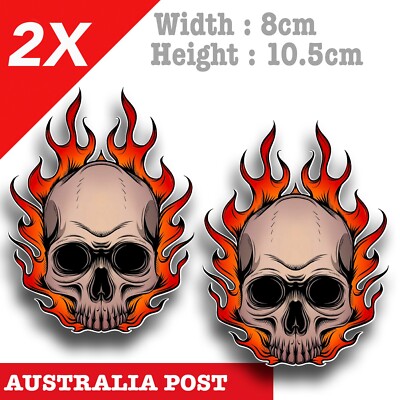 Flame Skull motorcycle Fuel Tank, Helmet Decal Stickers | eBay Australia