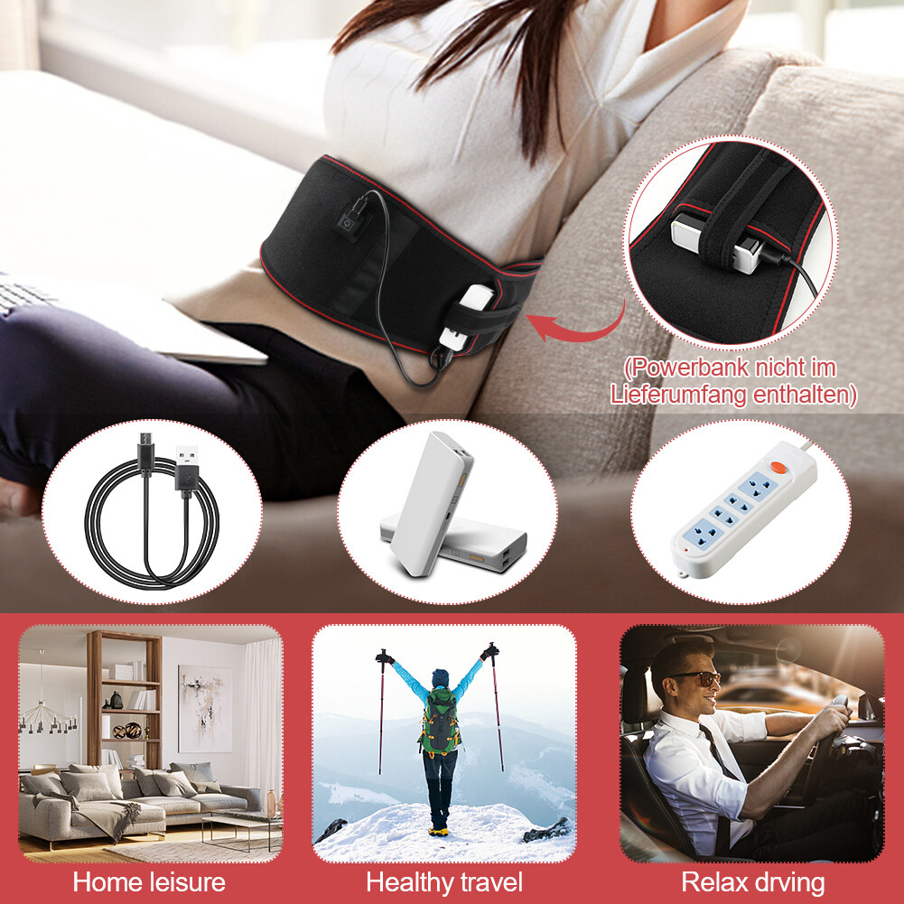 For Back Pain Heating Belt Home Office USB Powered Menstrual Cramps Pad ...