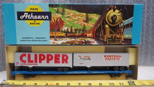 ATHEARN HO 2004 GREAT NORTHERM 86 FT FLAT CAR KIT UNBUILT W/ 2 TRAILERS ...