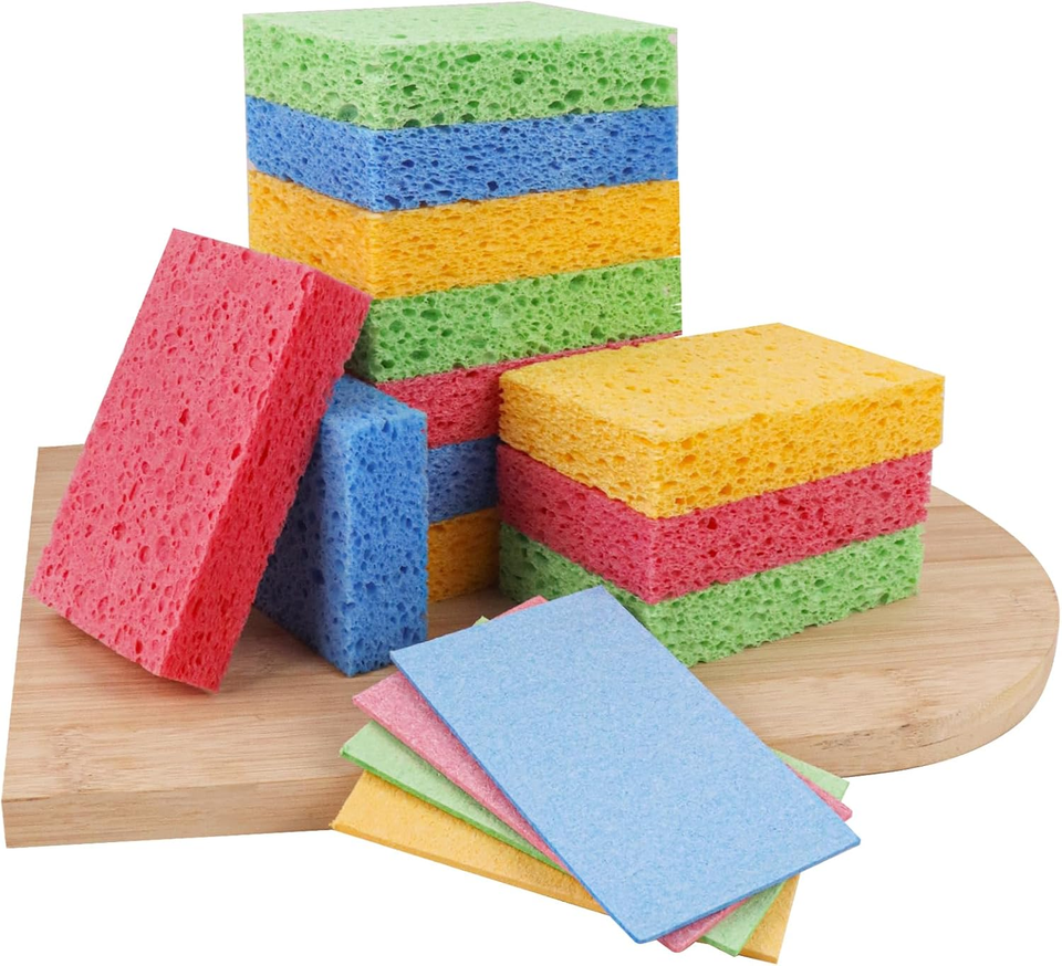 Kitchen Sponges, 12-Count Cellulose Sponges, Durable Dish Sponge for ...