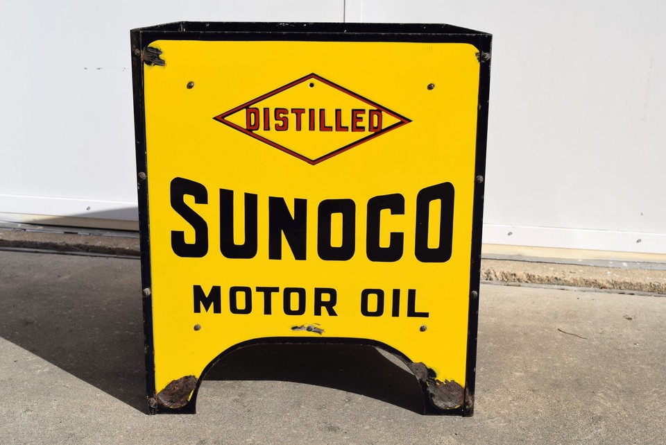 Distilled Sunoco Motor Oil Porcelain Sided Oil Rack Bottles | eBay