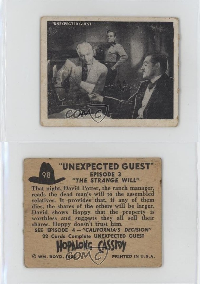 1950 Topps Hopalong Cassidy R712-2 Unexpected Guest The Strange Will ...