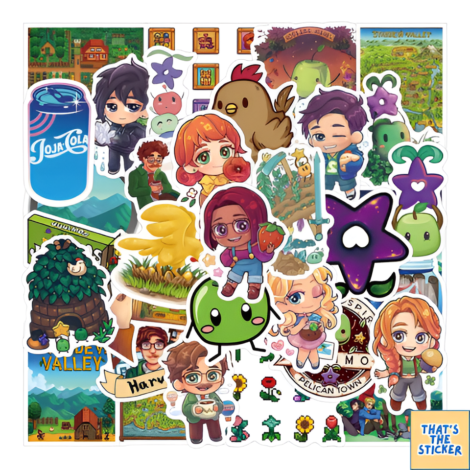 Stardew Valley Stickers x 50 (Self Adhesive) Farmer, Junimos & Joja Cola (B1-2) | eBay UK