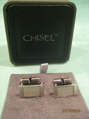 Chisel Stainless Steel Grey Carbon Fiber Cufflinks SRC103 ~ Brand New ...