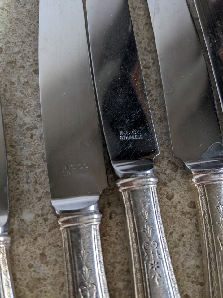 7 pcs INSICO Dinner Knives Stainless Flatware Vintage Lot | eBay