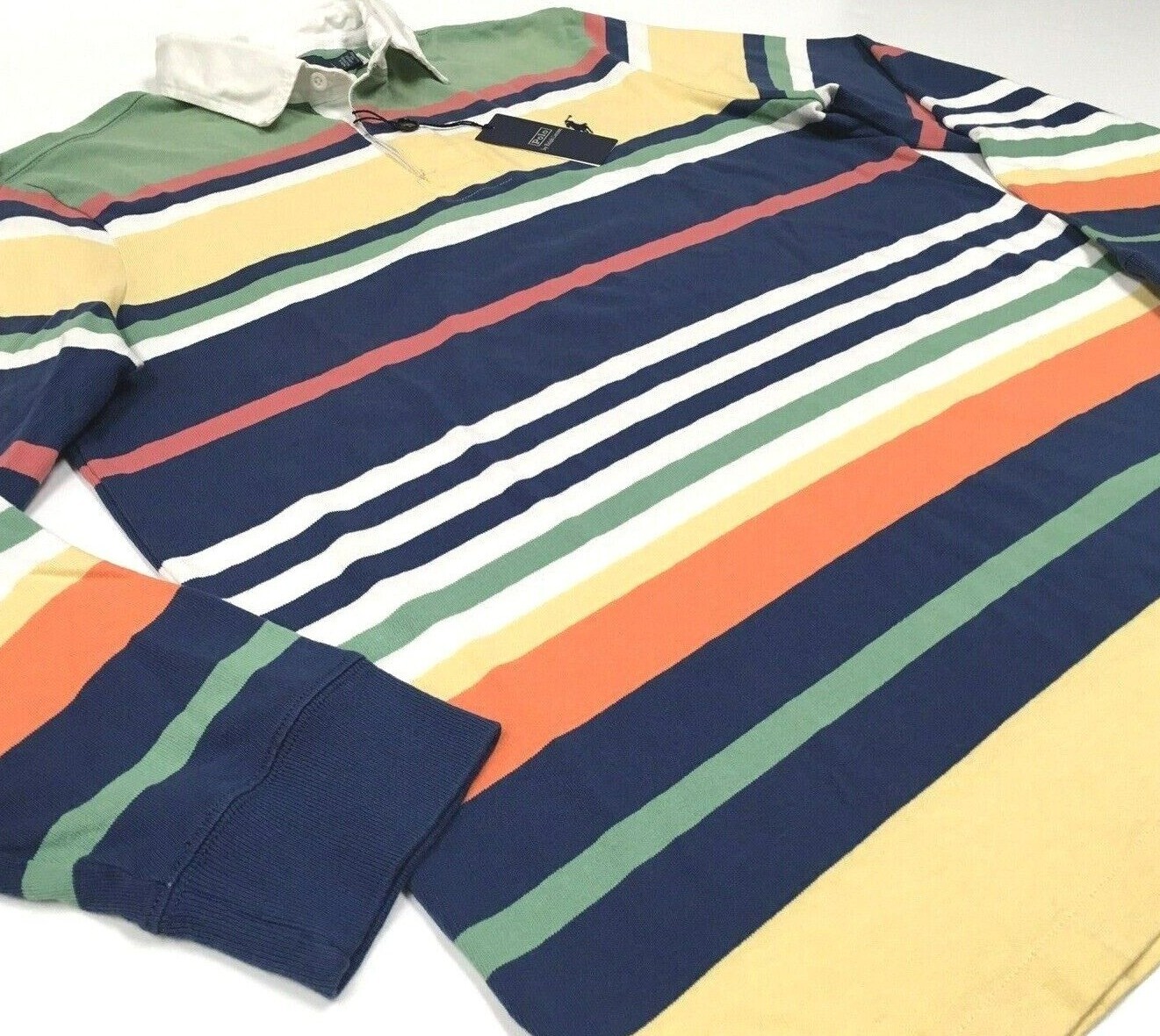 Polo Ralph Lauren VTG Retro Colorblocked Distressed Rainbow Striped ...