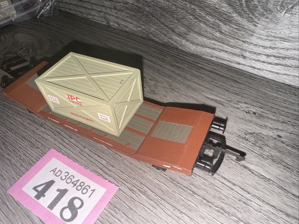 Hornby R.6130 BR Lowmac wagon, JPC Machinery Load. Rolling Stock. 00 OO ...