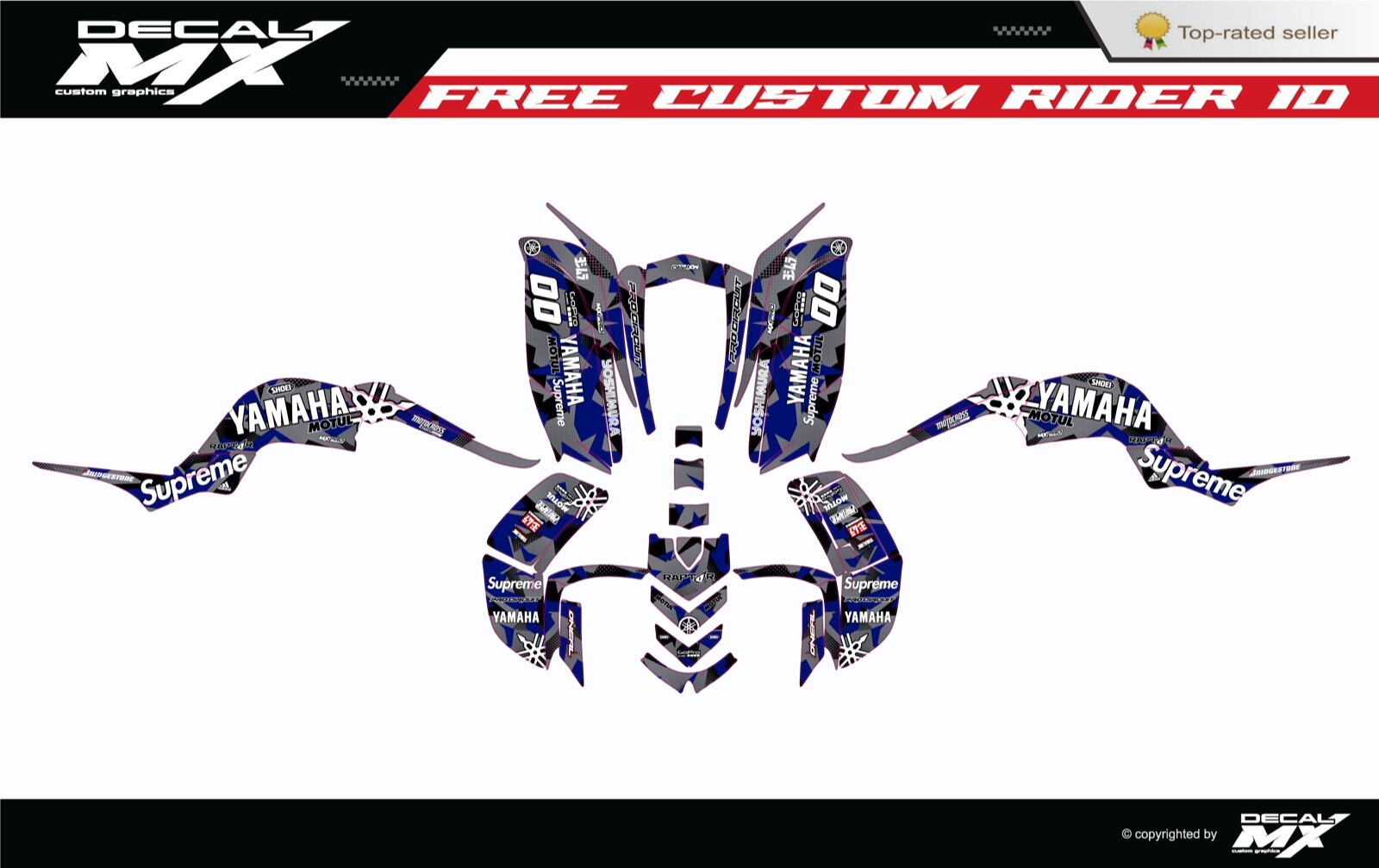Fits Yamaha Raptor660 GRAPHICS KIT STICKER DECALS YAMAHA RAPTOR 660 ...