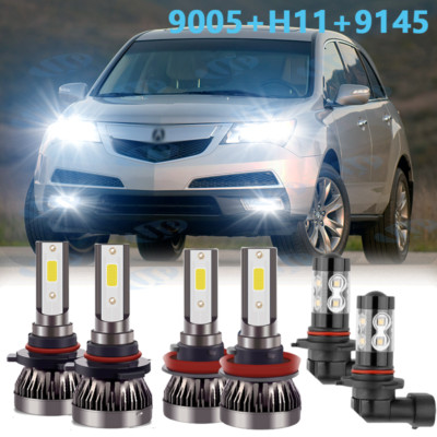 6000K 6X Front LED Bulbs Combo For Acura MDX 2004-2006 Headlights + Fog ...