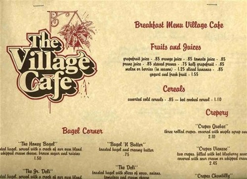 The Village Cafe Restaurant Breakfast Lunch & Dinner Menus | eBay