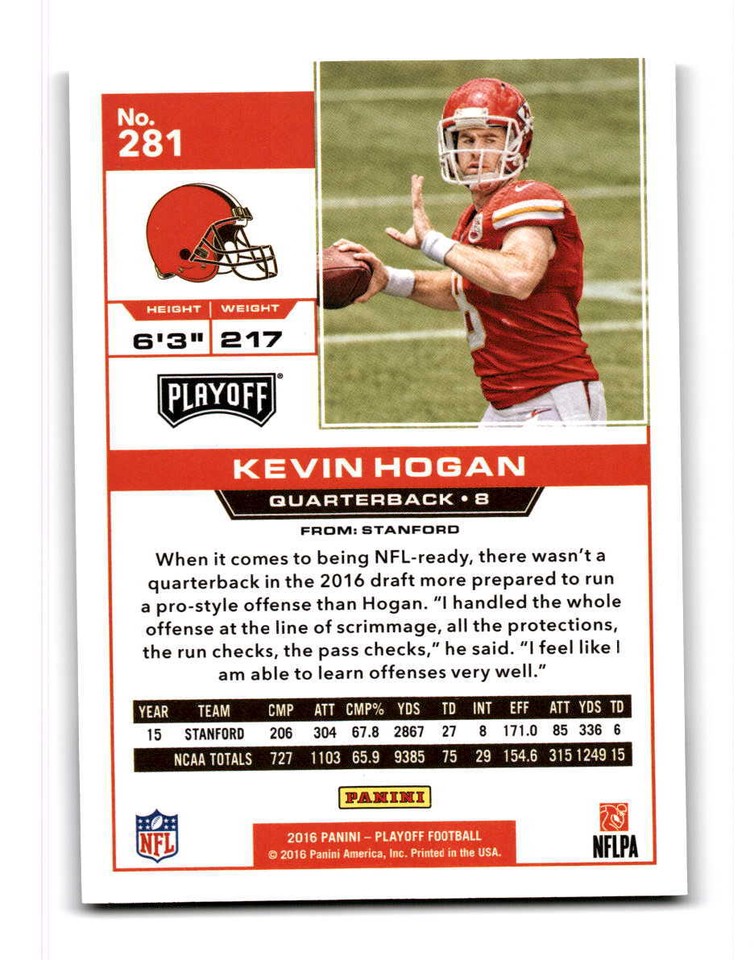 2016 Panini Playoff Kickoff Kevin Hogan SN199 281 | eBay