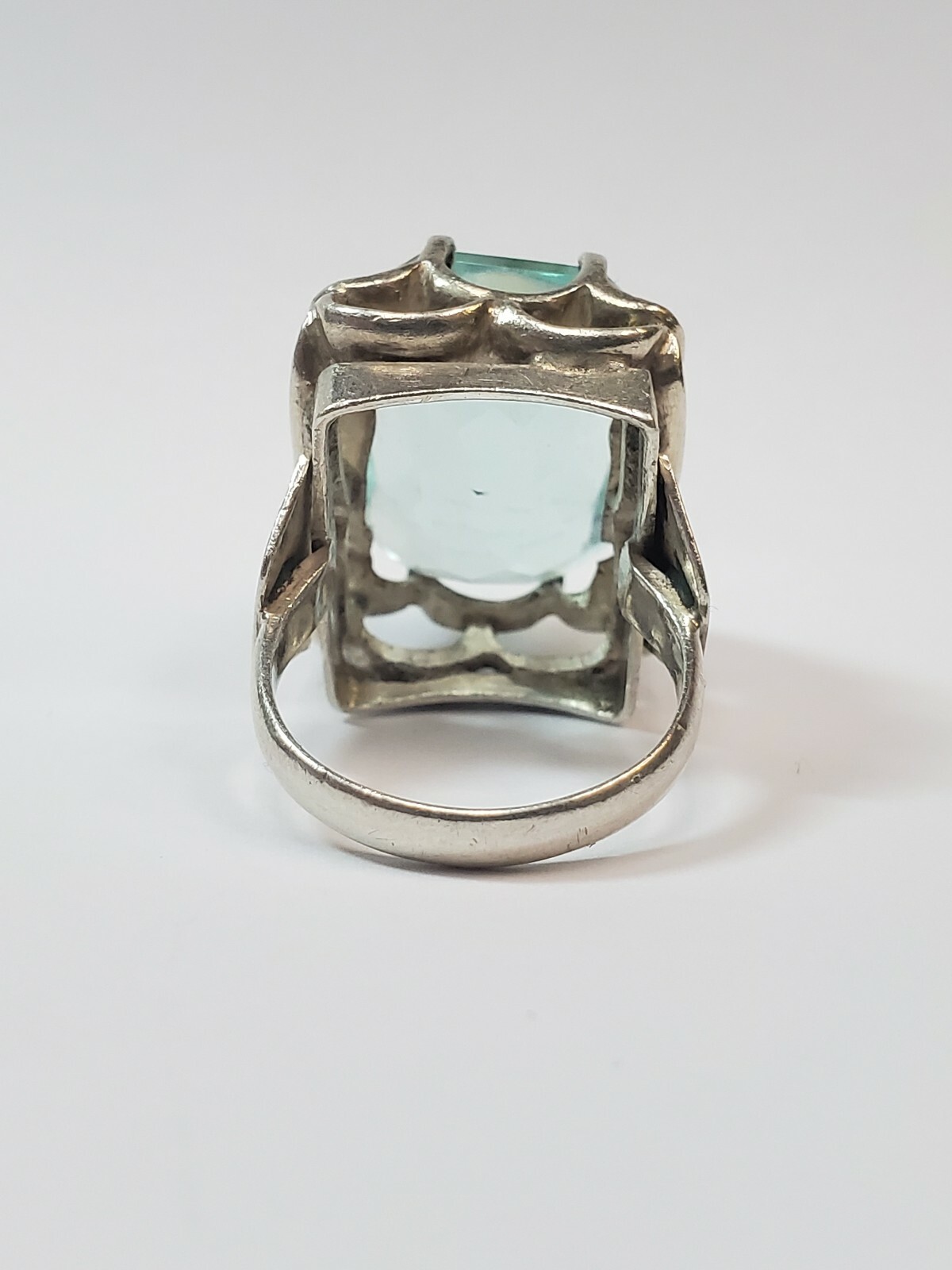 Bulky Sterling Silver Blue Stone Ring Size 6 1/2 - Gem