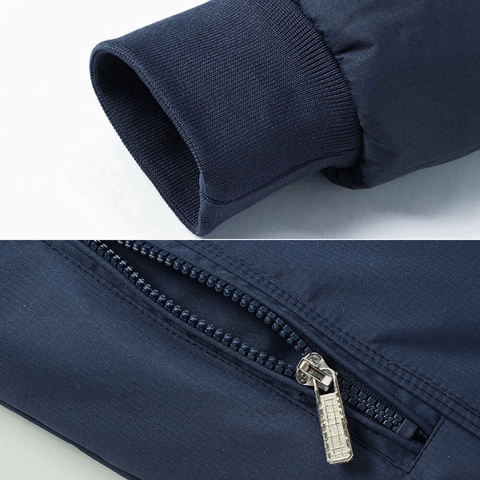 Mens Full Zip Up Jacket Stand-up Collar Coat Business Bomber Overcoat ...