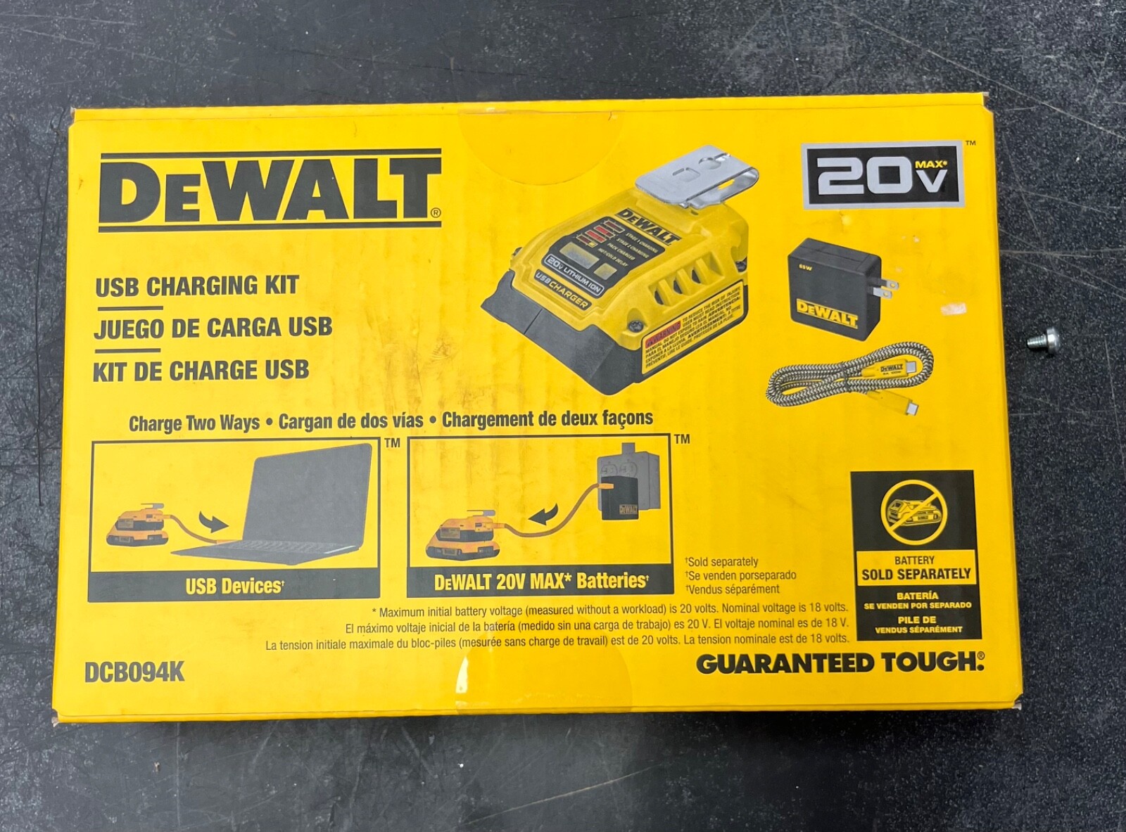 NEW DEWALT Battery Charger and USB Wall Charging Kit DCB094K ...
