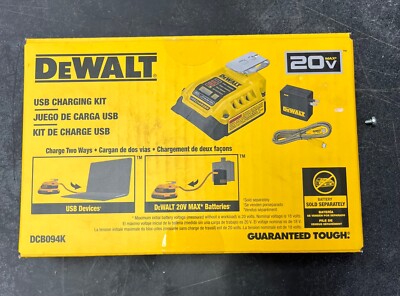 NEW DEWALT Battery Charger and USB Wall Charging Kit DCB094K ...