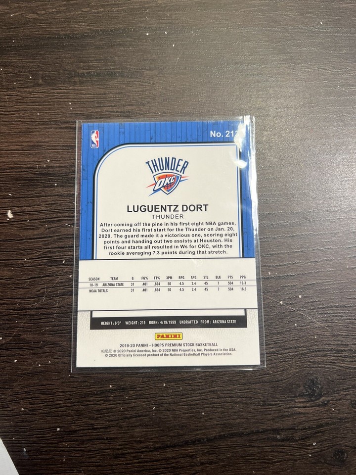 Lugentz Lu Dort Signed Auto 2019-20 NBA Hoops Premium Stock Card #212 ...