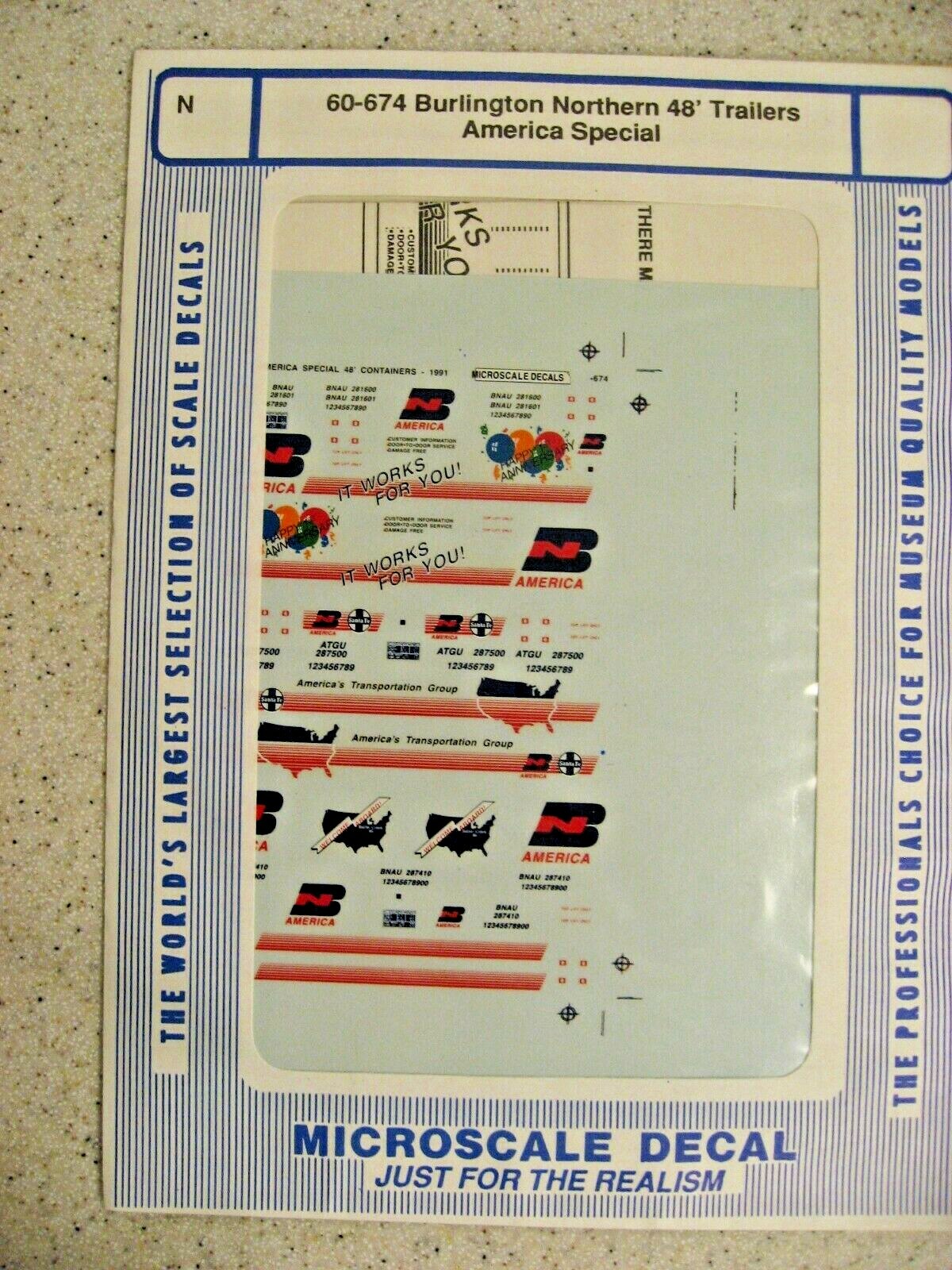 Microscale Decal N Scale 60-674 Burlington Northern 48' Trailers ...