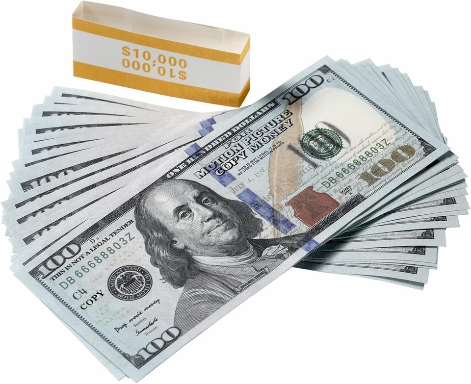 Movie Prop Toys 1000 Dollar Bills Realistic Toy Cash One Stack 100 Pcs ...