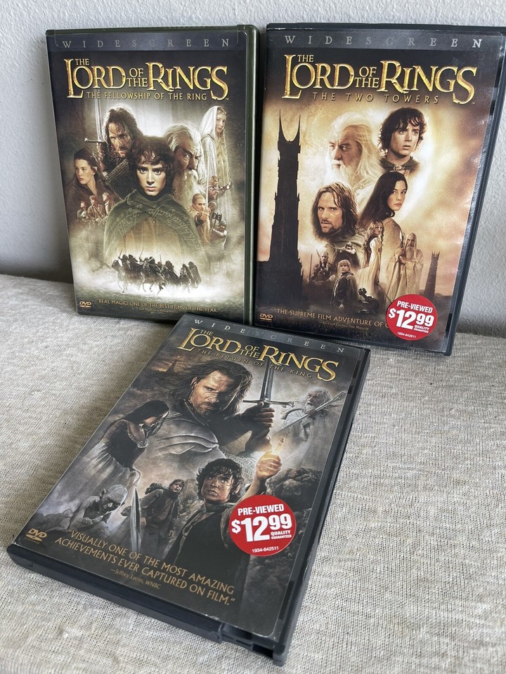 The Lord of the Rings DVD 3 Films Complete Set, Movies Books Widescreen ...