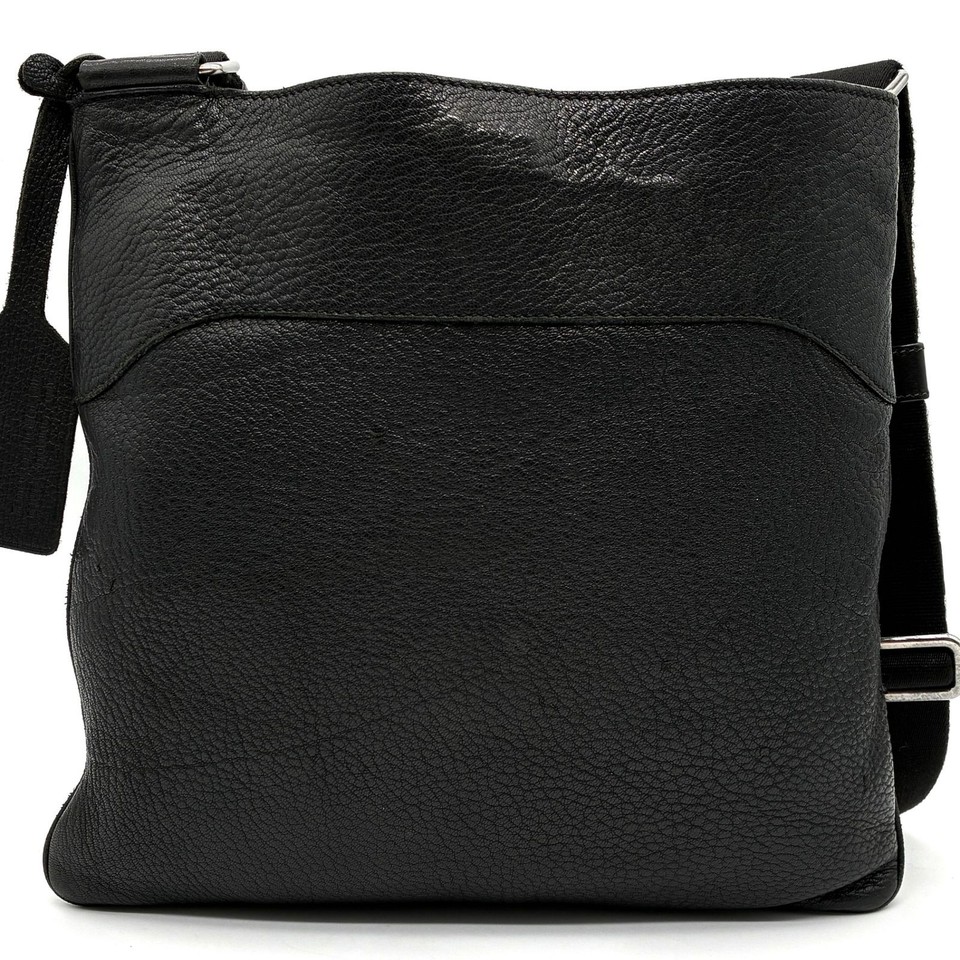 PRADA Shoulder Bag All Leather Black Authentic | eBay