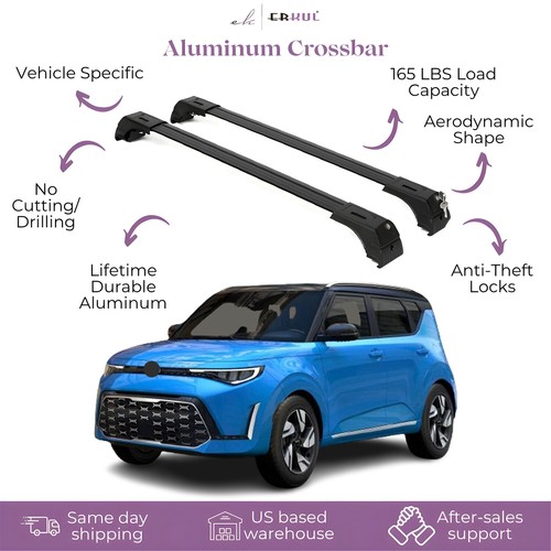 Fits Kia Soul 2020-2025 with Factory Rails 2PCS Roof Rack Cross Bars ...