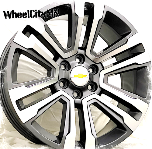 22" gunmetal machine OE 5822 replica 23217243 wheels Chevy Tahoe LTZ ...
