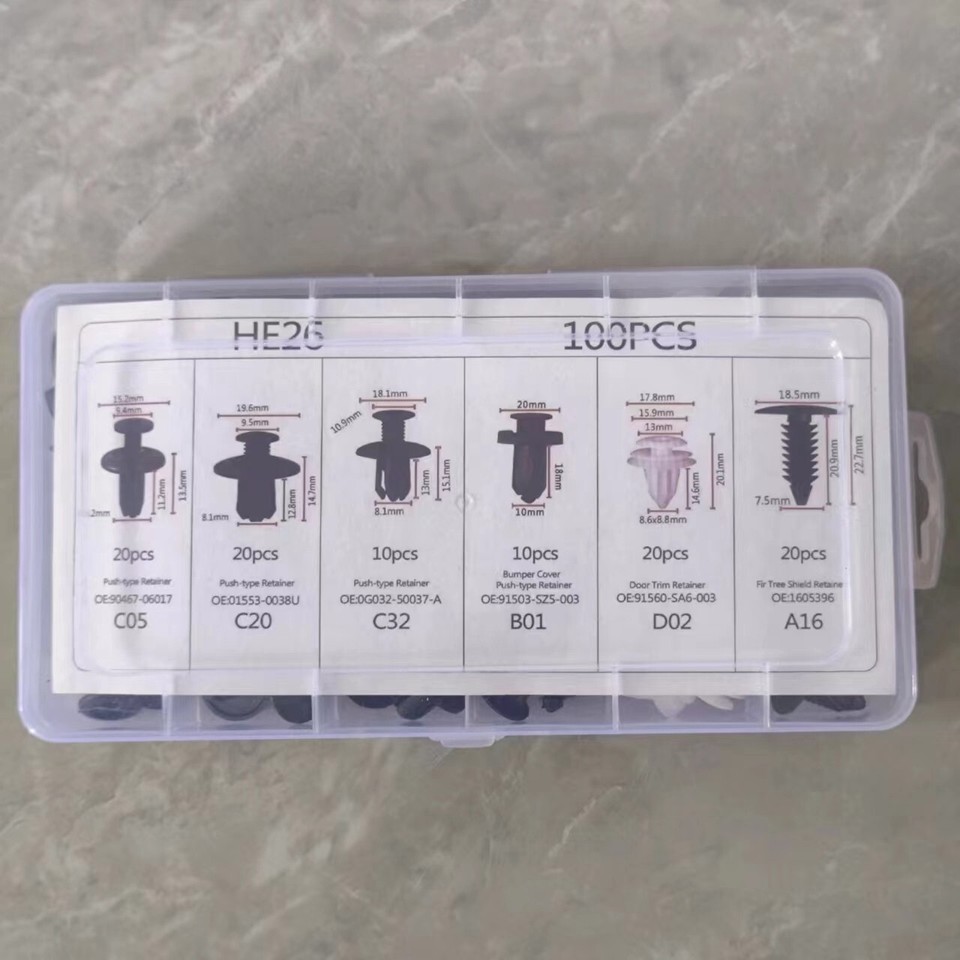For 100PCS Car Clips Fixer Plastic Fasteners Kit Push Type Rivet ...
