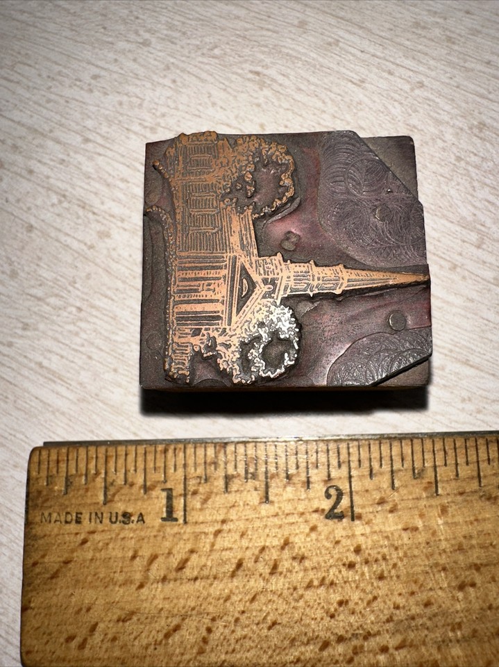 Printing Block “ Town Hall/ Church “ Nice Details, Copper Face. | eBay