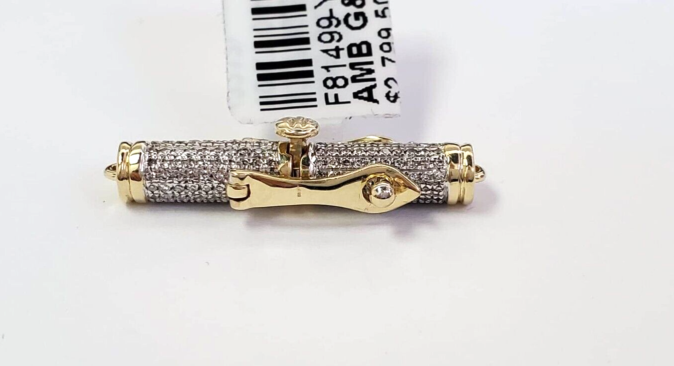 10K Yellow Gold Diamond Box Clasp Barrel Accessory 4MM Pave Set Double ...