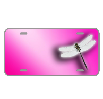 Custom Personalized License Plate Tag With Dragonfly Pink Background ...